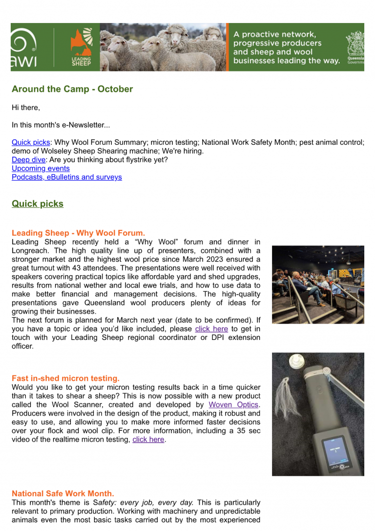 Around the Camp: Why Wool Forum Summary; micron testing; National Work ...